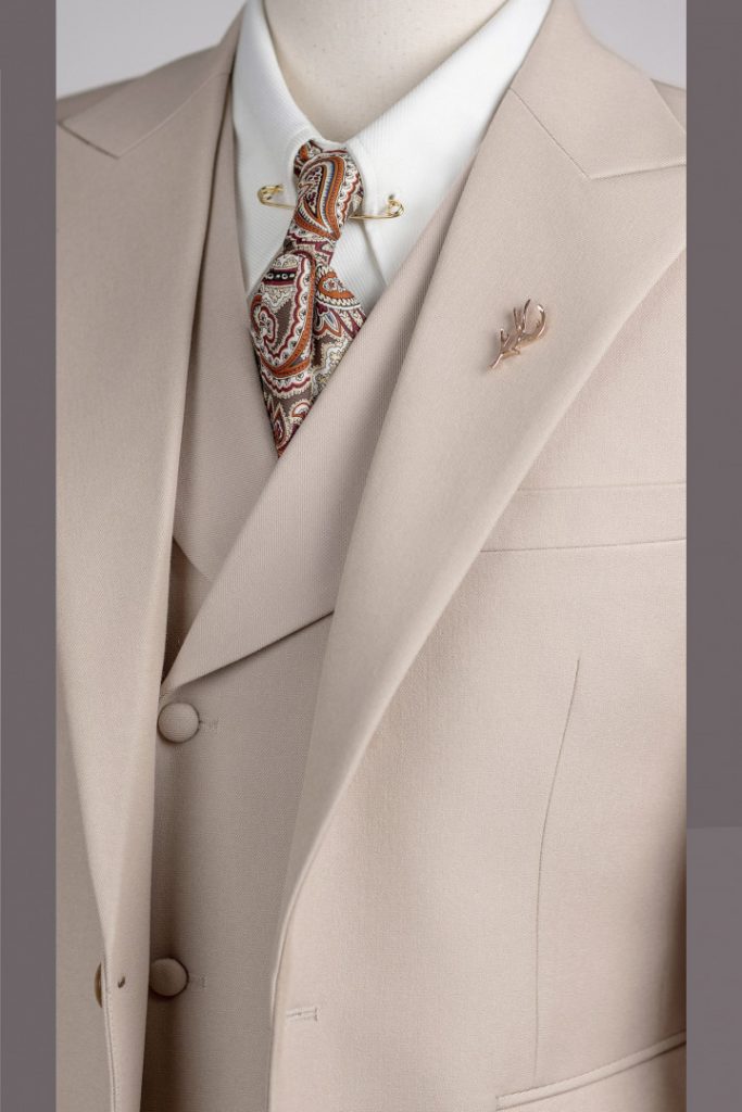 Vest kem 1 nút cao cấp cổ nhọn - LIN wedding suit